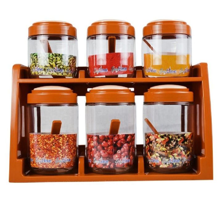 Kitchen seasoning Box |Spice rack set of 6 jars | Masala jar wall ...
