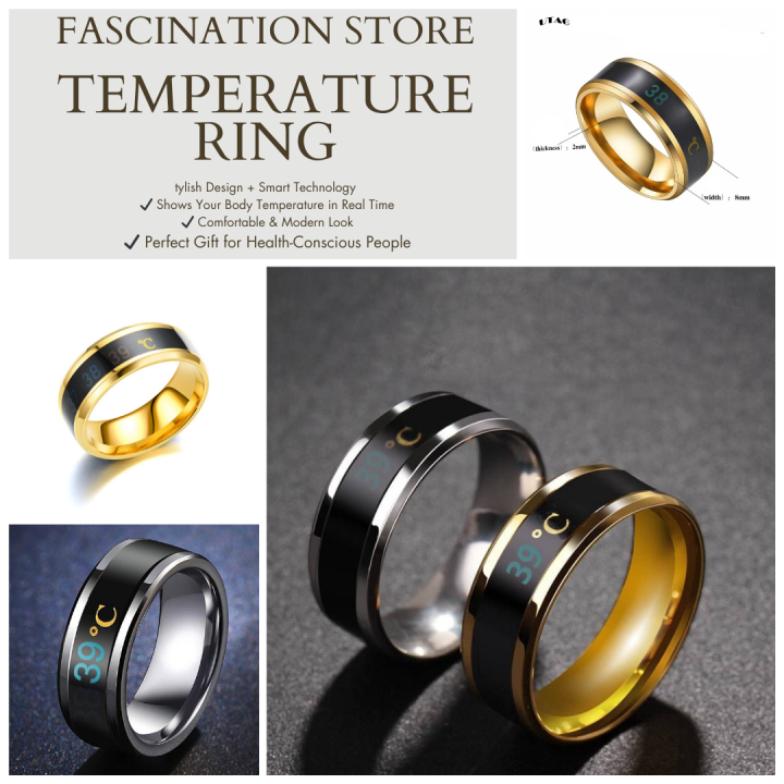 Fascination Store – Smart Temperature Couple Ring Mood Temperature ...