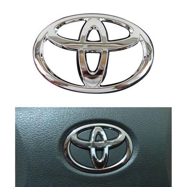 Universal TOYOTA Steering Logo -Silver Chrome Monogram Badge Emblem | Daraz.pk