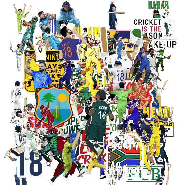 Random Mix Cricket Sticker Pack (20/40/60/80/100 Pcs) 2 Inch Premium ...
