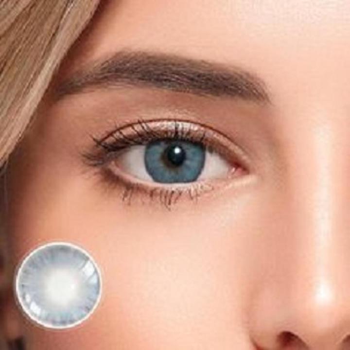 Stylish lenses for girls and boys 1-Tone Blue Color + container and kit ...