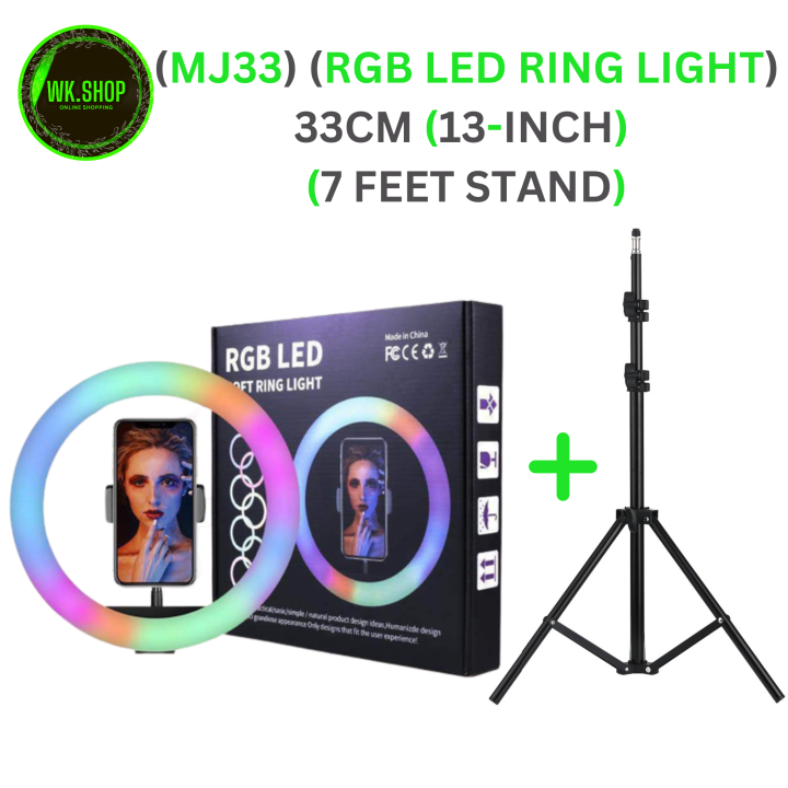 MJ33 RGB LED Soft Ring Light 33CM (13-inch) With Phone Holder USB Plug Include Stand | Daraz.pk