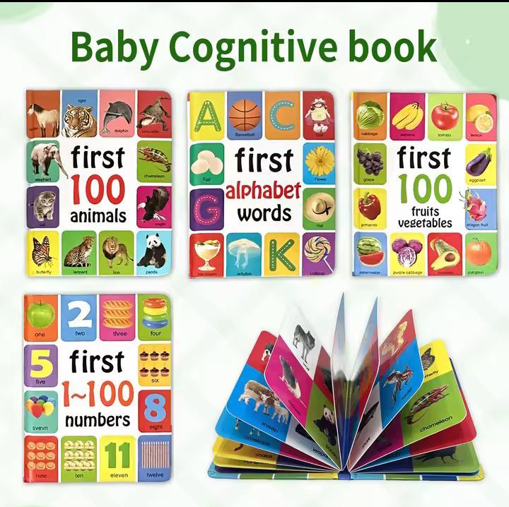 Kids Number Learning Book 1-100 – Baby Cognitive Board Book with 24 ...