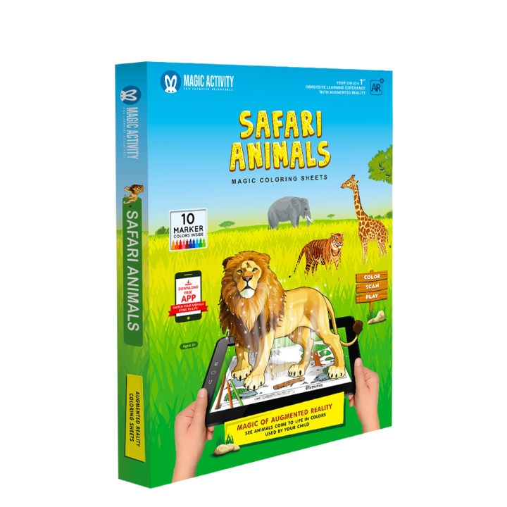 Magic Activity Safari Animals Coloring Book for Kids with 3D Augmented ...