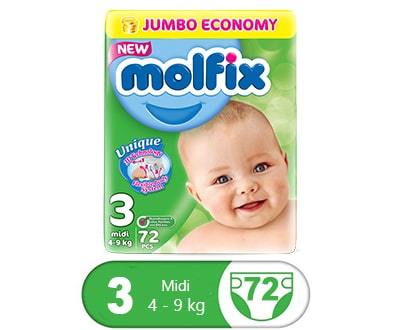 Molfix - Baby Diapers 72 Pieces Jumbo Pack 4-9 kg - Size 3 | Daraz.pk