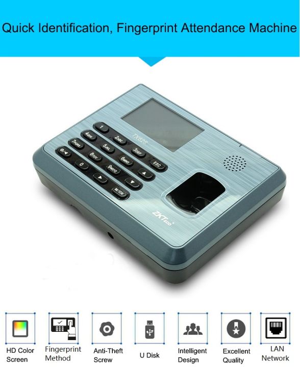 ZKteco TX628 Bio-Metric Fingerprint Attendance Machine TCP/IP Support ...