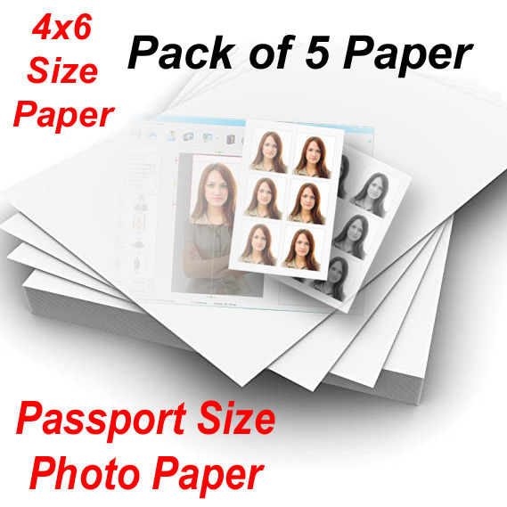 Pack Of 5 Passport Size Photo Paper 4x6 Size Paper Full Maat Official ...