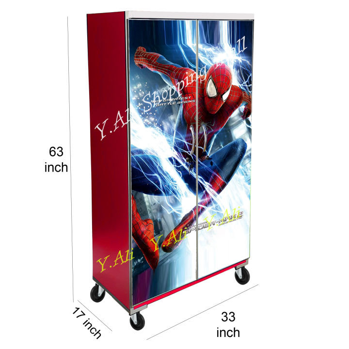 5 Feet Spider man Theme wooden Sheet Wardrobe For Kids Cupboard Almari ...