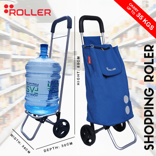 Shopping Roller - Blue and Yellow Foldable Shopping Trolley - Shopping ...