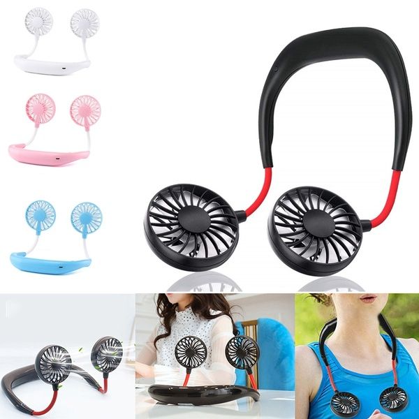 Wearable Neck Fan Shoulder Fan Neck fan 3 Blades rechargeable fan ...