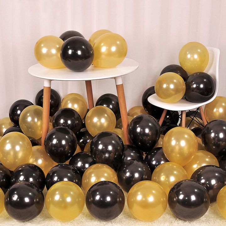 Hawk-Pack of 100 Golden and Black Birthday party Balloons/Ballons Decor ...