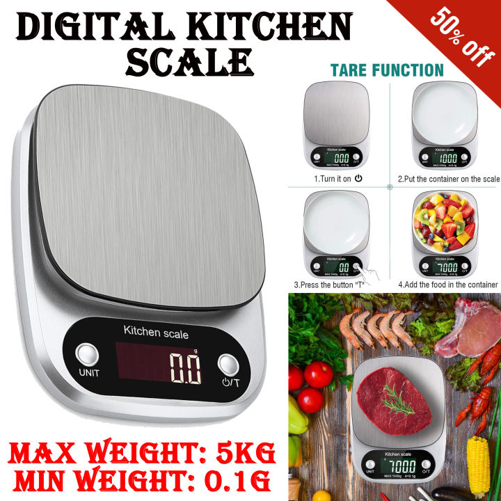 Stainless Steel Design Digital Smart Kitchen Scale - LCD Display Best ...