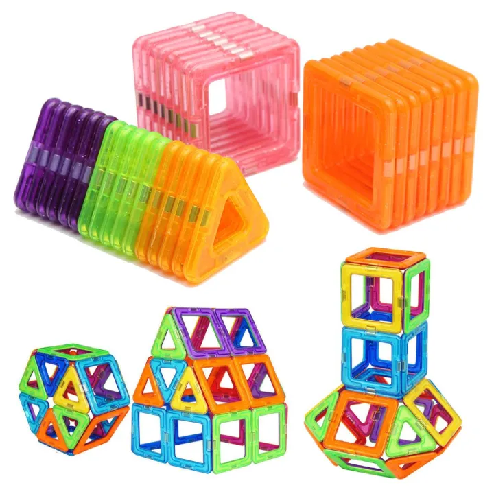 64 piece Magnetic Bricks Construction Block Building Set Toy 3D Shapes ...