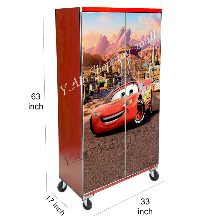 5 Feet car Theme wooden Sheet Wardrobe For Kids Cupboard Almari -red ...